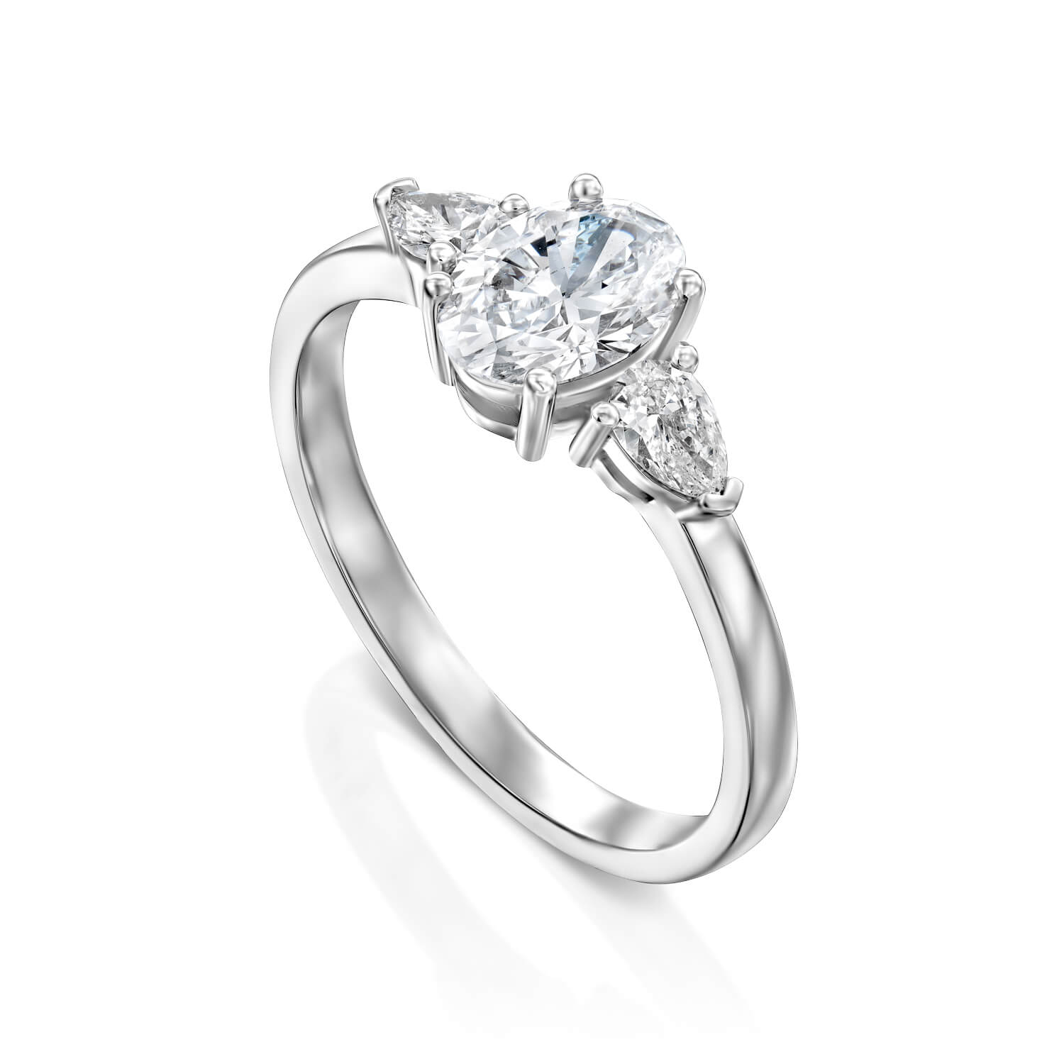 Oval diamond Engagement Ring With Pear Diamonds PENELOPE - DIAMOND HOUSE