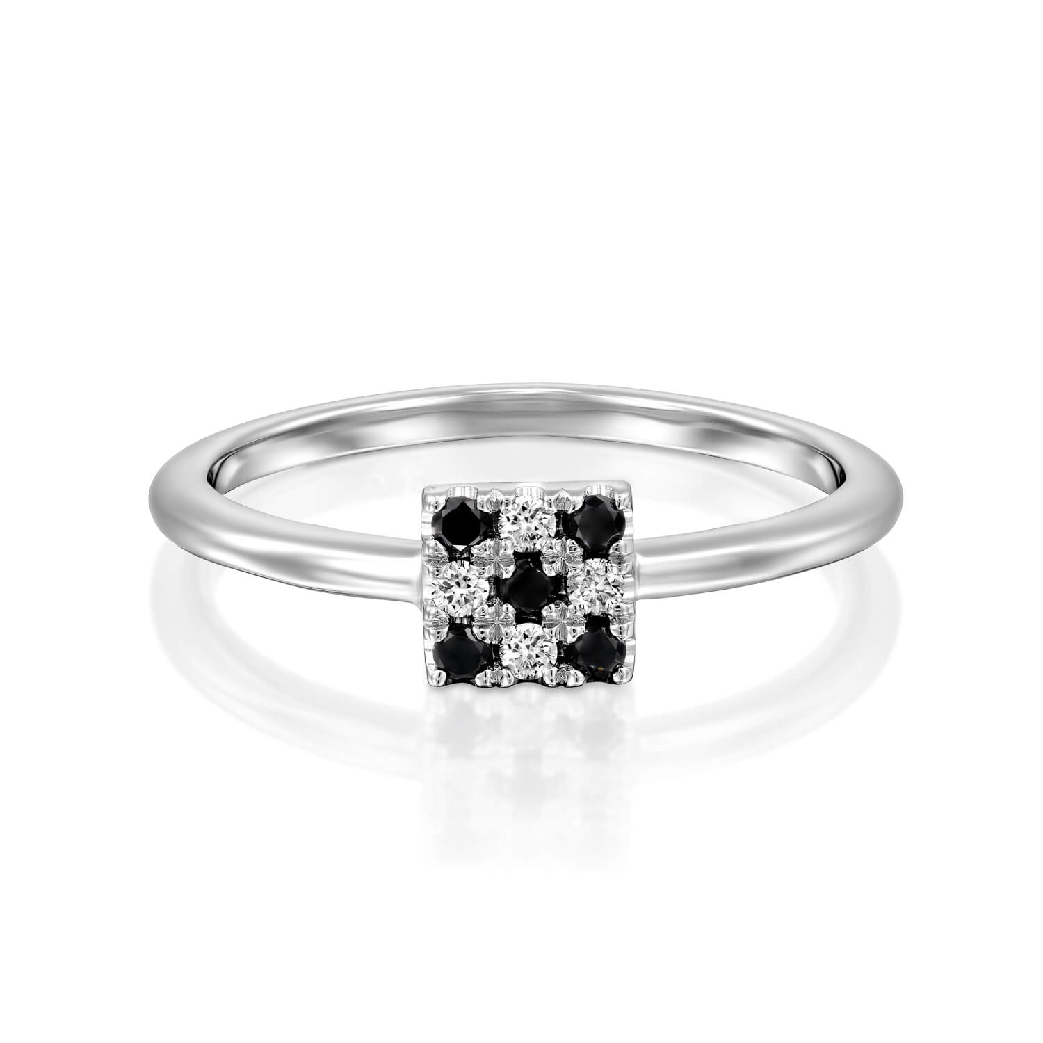 Black And White Diamond Ring DOMINO - DIAMOND HOUSE