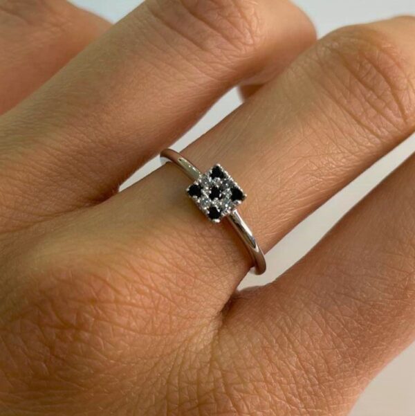 Black And White Diamond Ring DOMINO - DIAMOND HOUSE