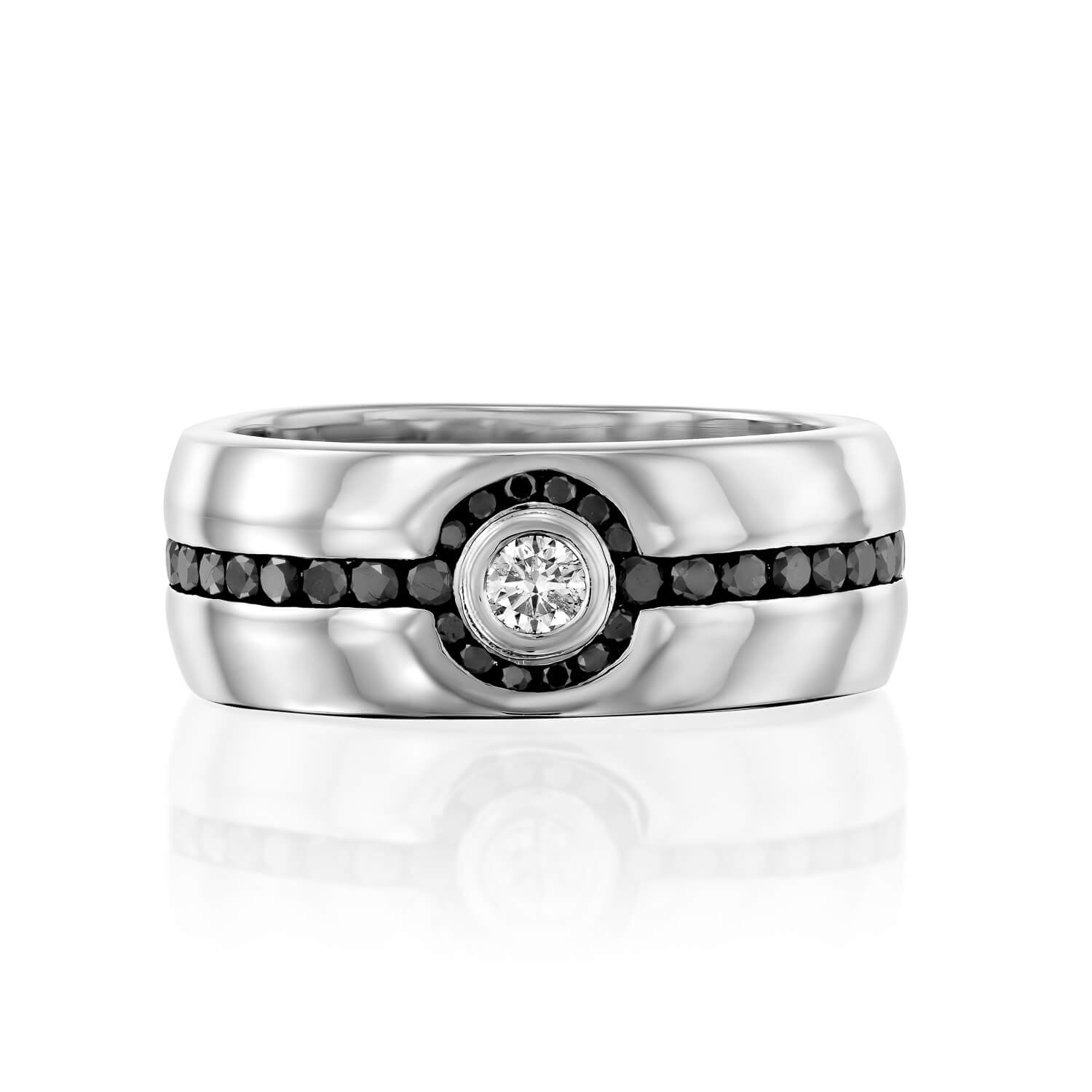 Wide Black Diamond Ring CHICAGO - DIAMOND HOUSE