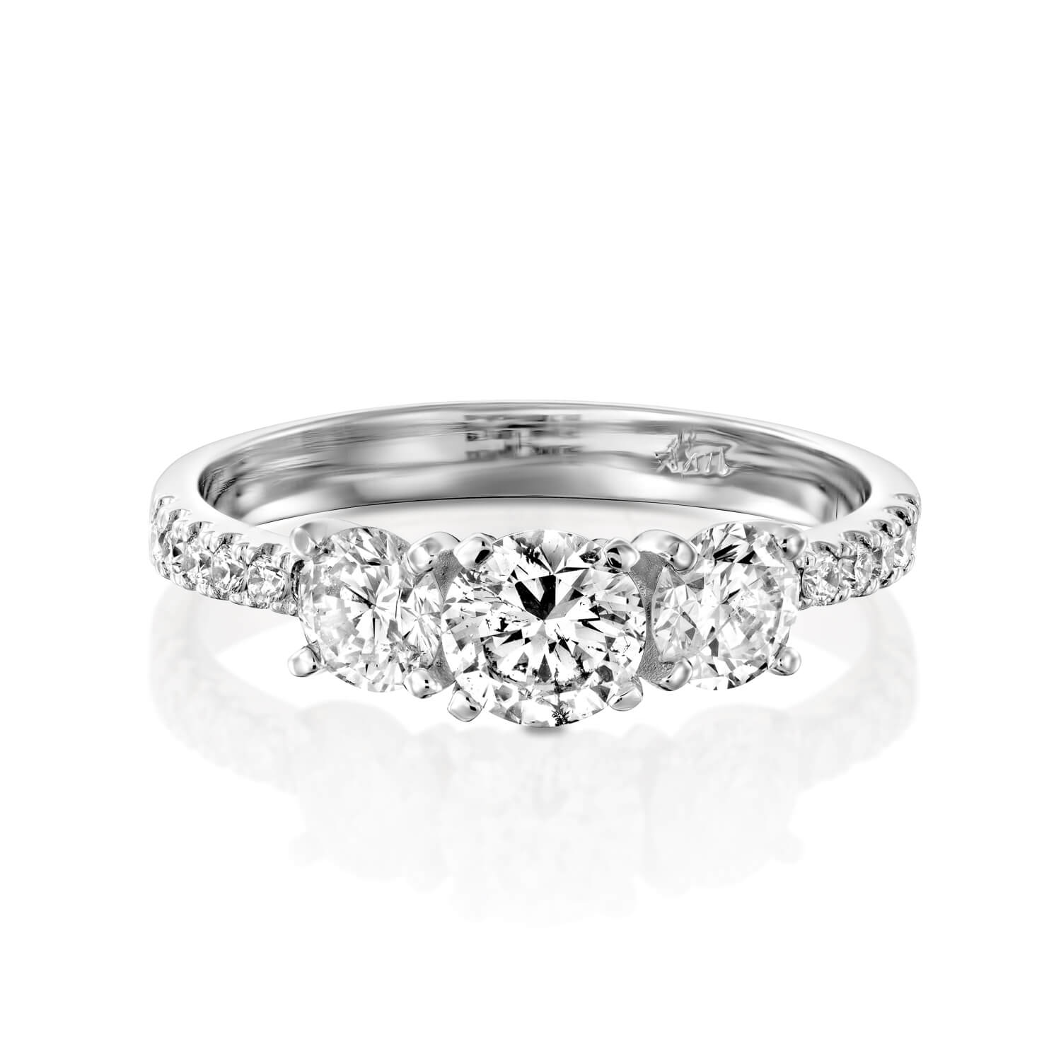 Three Diamonds Engagement Ring - BELVA - DIAMOND HOUSE