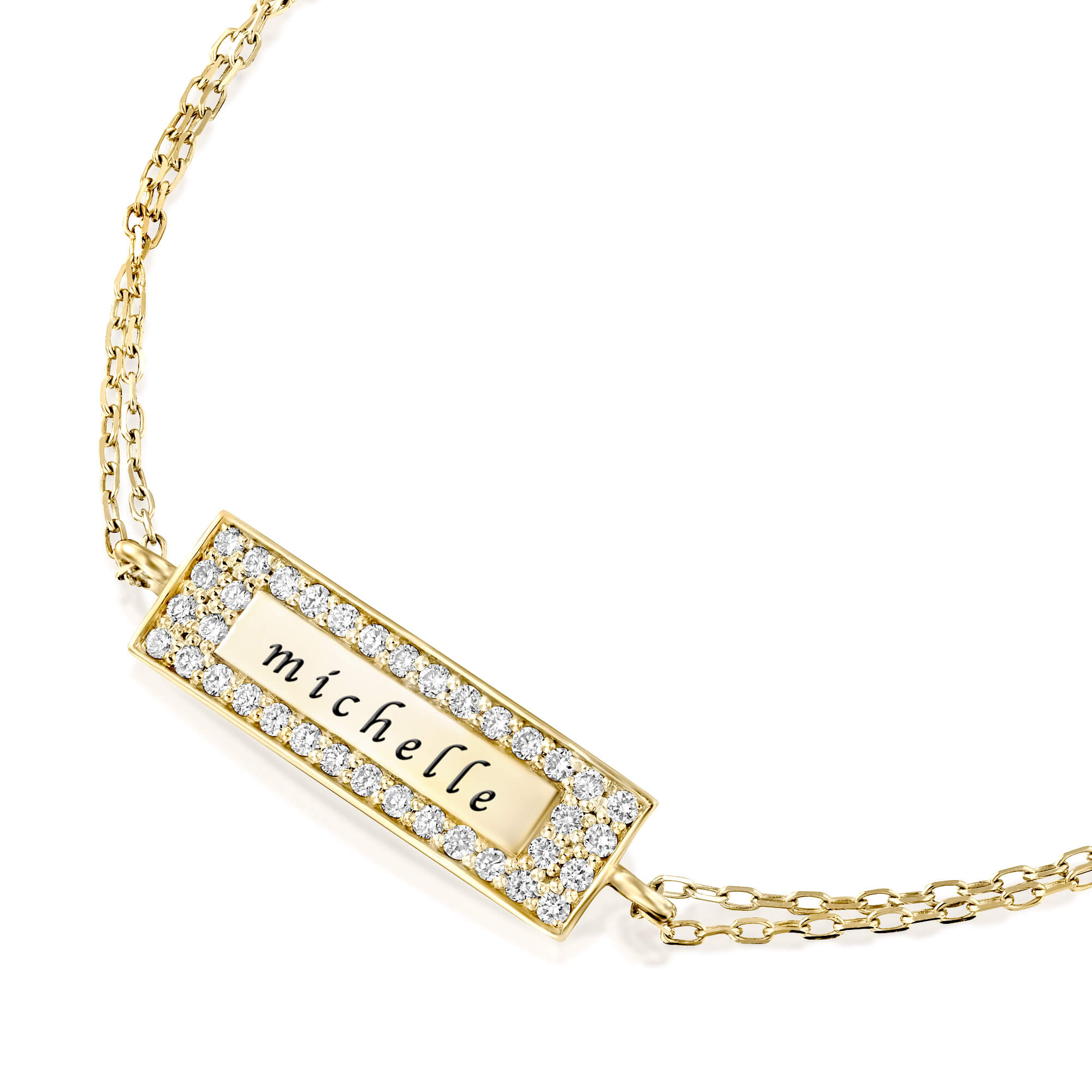 Engraved Plate Diamond Bracelet - DIAMOND HOUSE