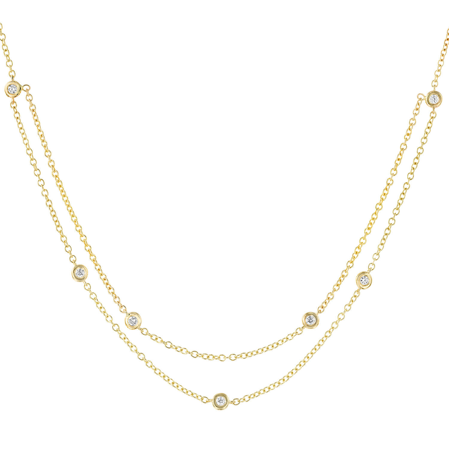 Double Bezel Set Diamond Necklace - DIAMOND HOUSE