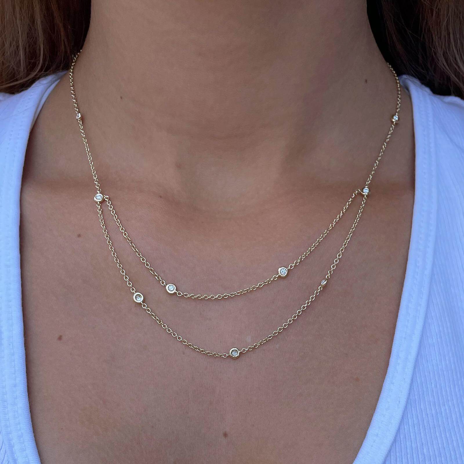 Double Bezel Set Diamond Necklace - DIAMOND HOUSE