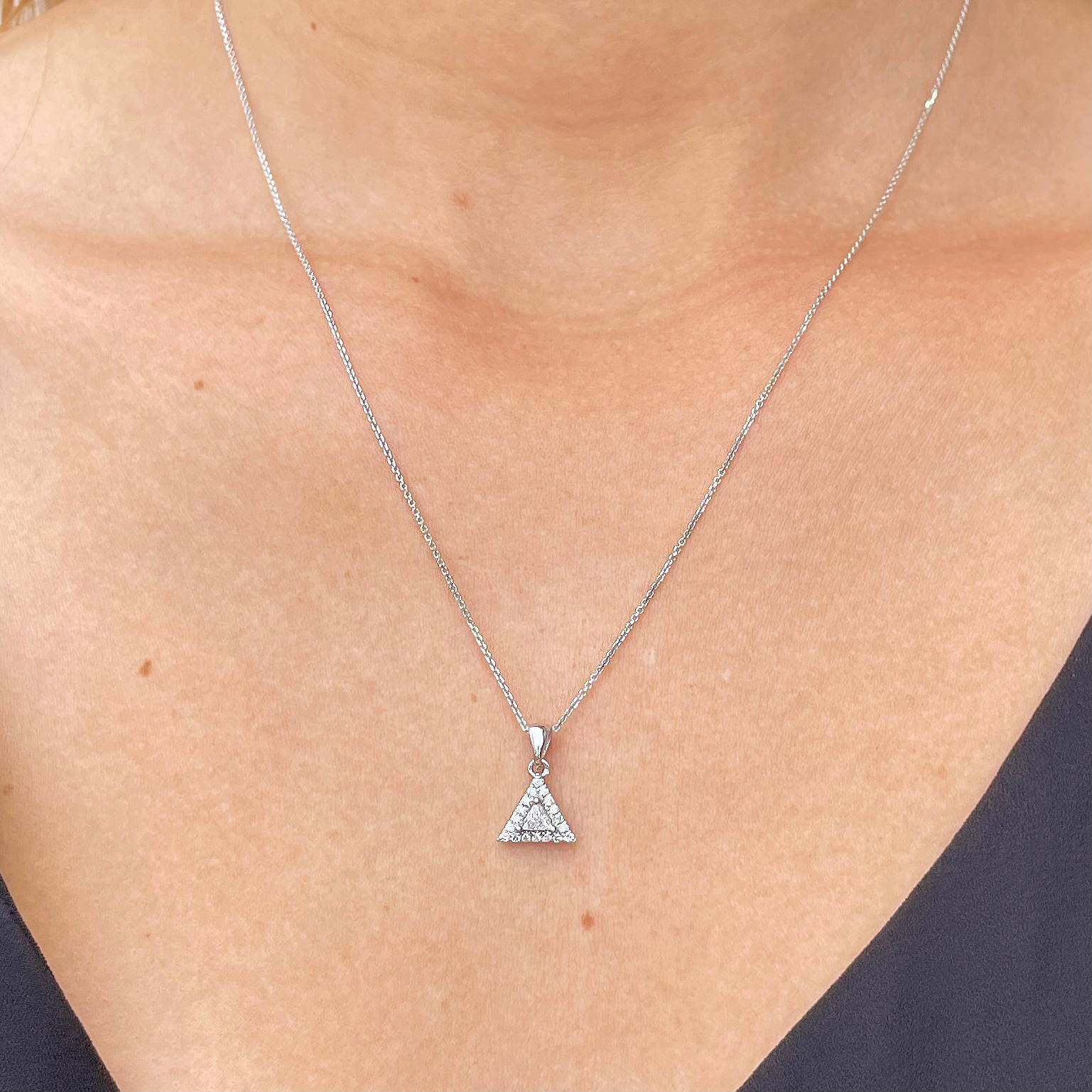 Halo Triangle Diamond Pendant - DIAMOND HOUSE