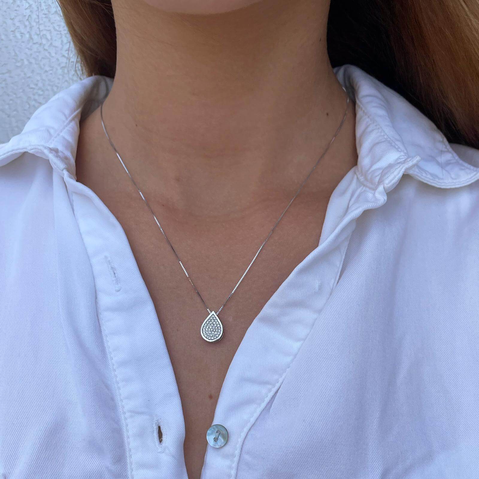 Drop Shape Diamond Pendant With Frame - DIAMOND HOUSE