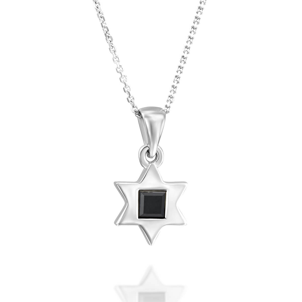 Star Of David Pendant With Princess Black Diamond - DIAMOND HOUSE